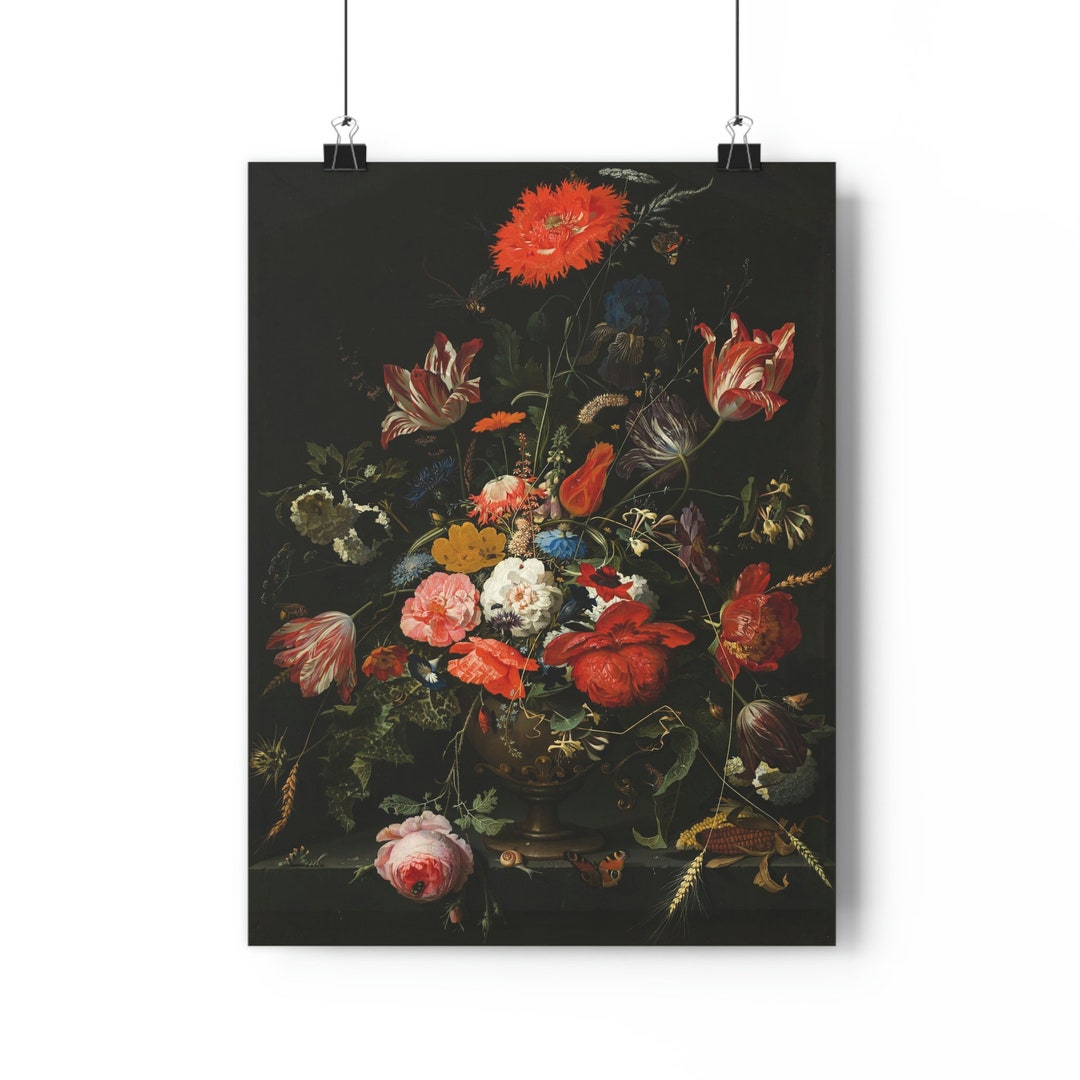 Flowers in a Metal Vase Premium Poster Print Museum Grade Paper & Matte ...