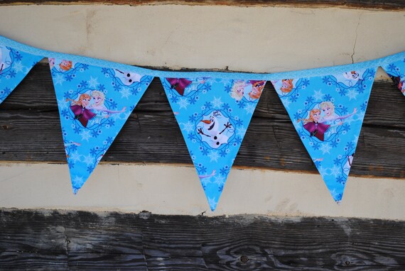 Items similar to Disney Frozen Fabric Banner, Elsa and Anna Birthday ...
