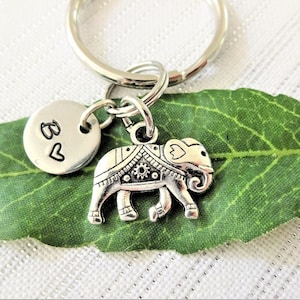 ELEPHANT KEYCHAIN Personalized With Initial Charm - Keychain, Zipper ...