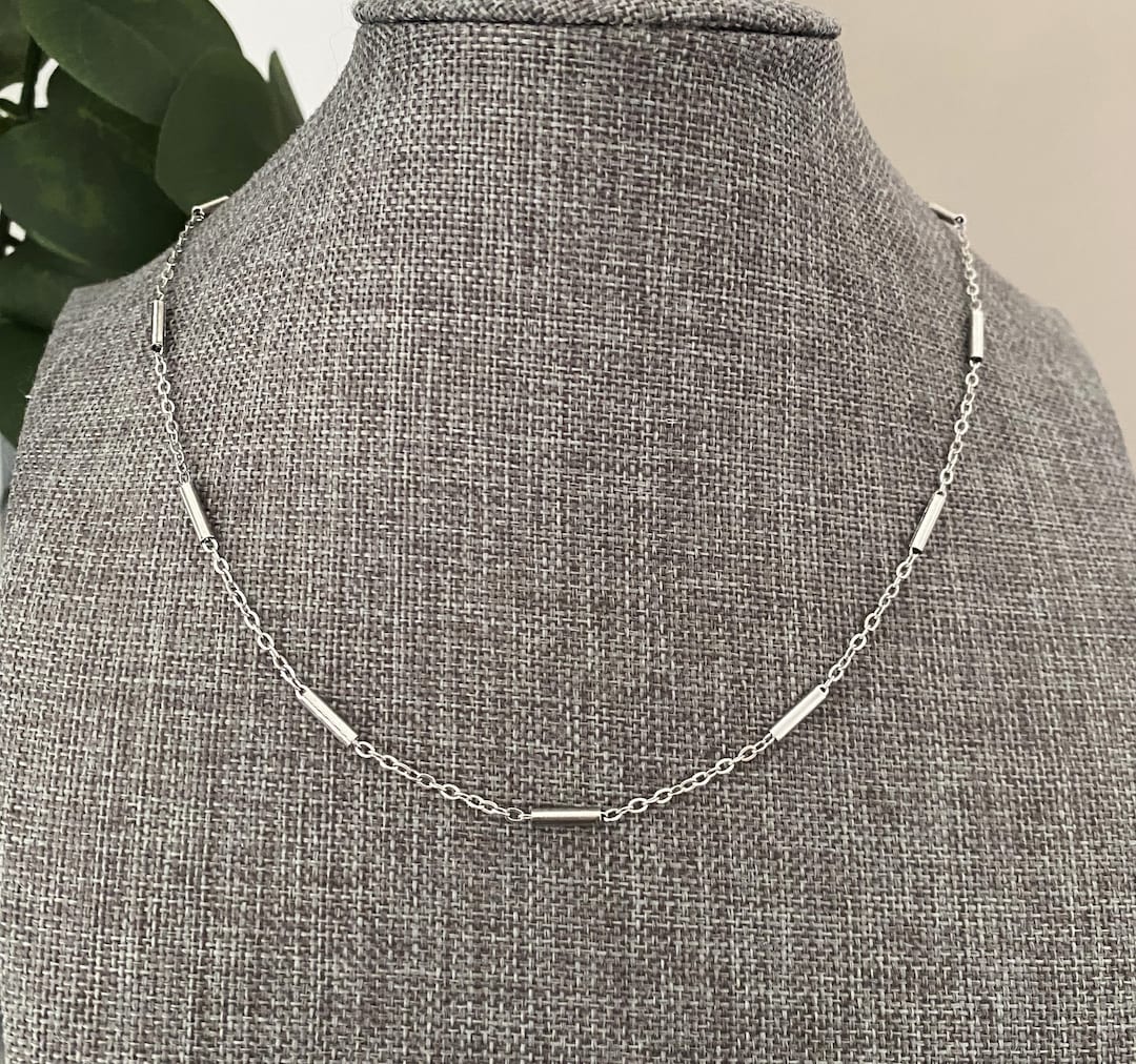 Stainless Steel SHINY TUBE CHAIN Necklace 2mm Delicate Minimalist ...