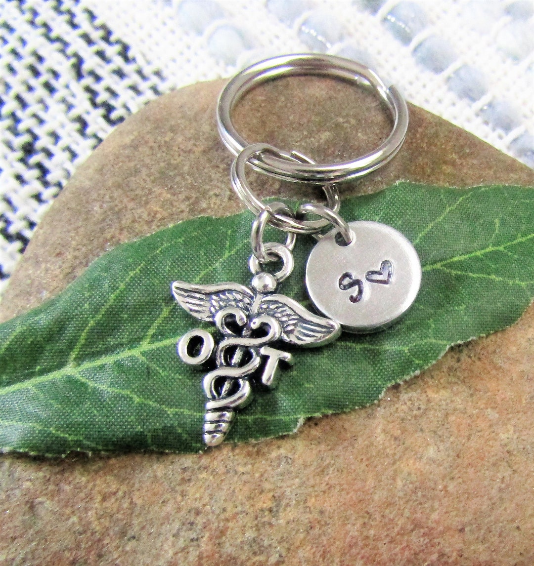 OT or OTA KEYCHAIN Personalized With an Initial Charm - Occupational ...