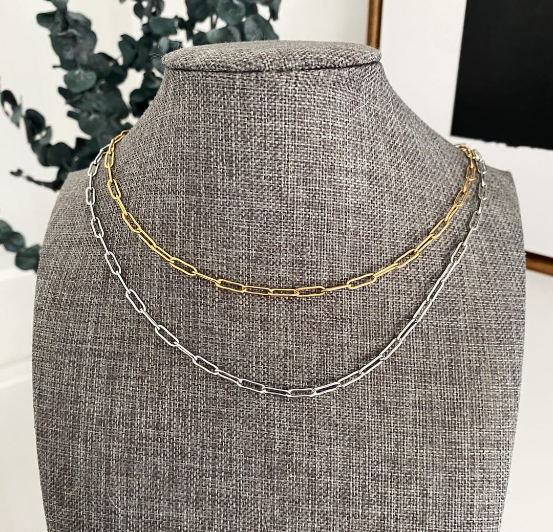 Stainless Steel Smaller PAPERCLIP CHAIN, 3x9mm Link Minimalist Necklace ...