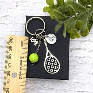 TENNIS KEYCHAIN Personalized With Initial Charm -racquet, Yellow/green ...