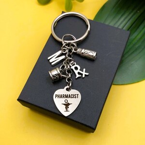 PHARMACIST KEYCHAIN Personalized With Initial Charm, Mortar & Pestle ...