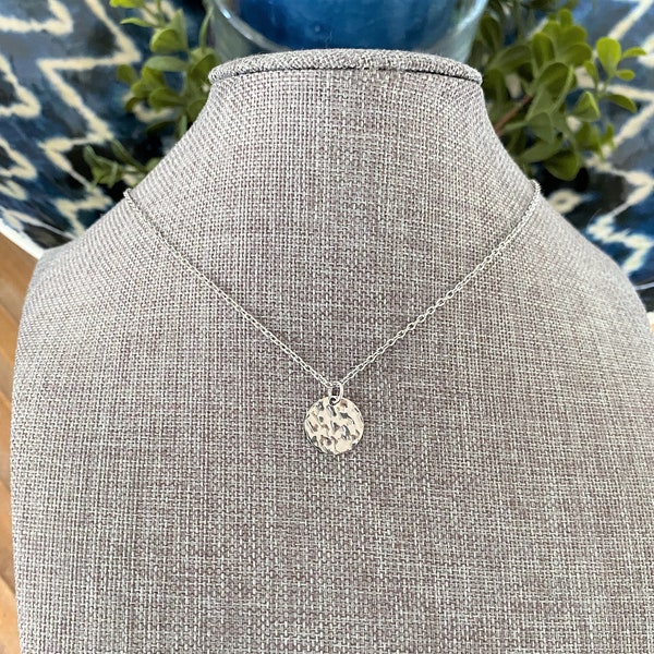 Silver Disc Necklace - Etsy