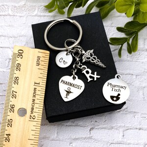 PHARMACIST or PHARMACY TECH Keychain Personalized With Initial Charm ...