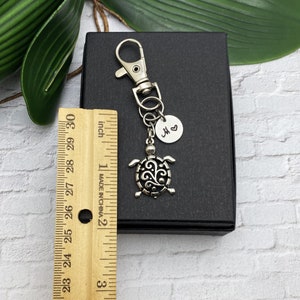 FILIGREE TURTLE KEYCHAIN Personalized With Initial Charm - Keychain ...
