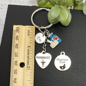 PHARMACIST or PHARMACY TECH Keychain Personalized With Initial Charm ...