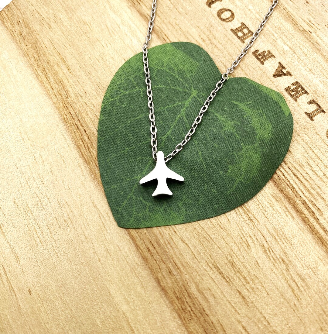 Stainless Steel Tiny AIRPLANE NECKLACE on a Stainless Steel Chain - Non ...