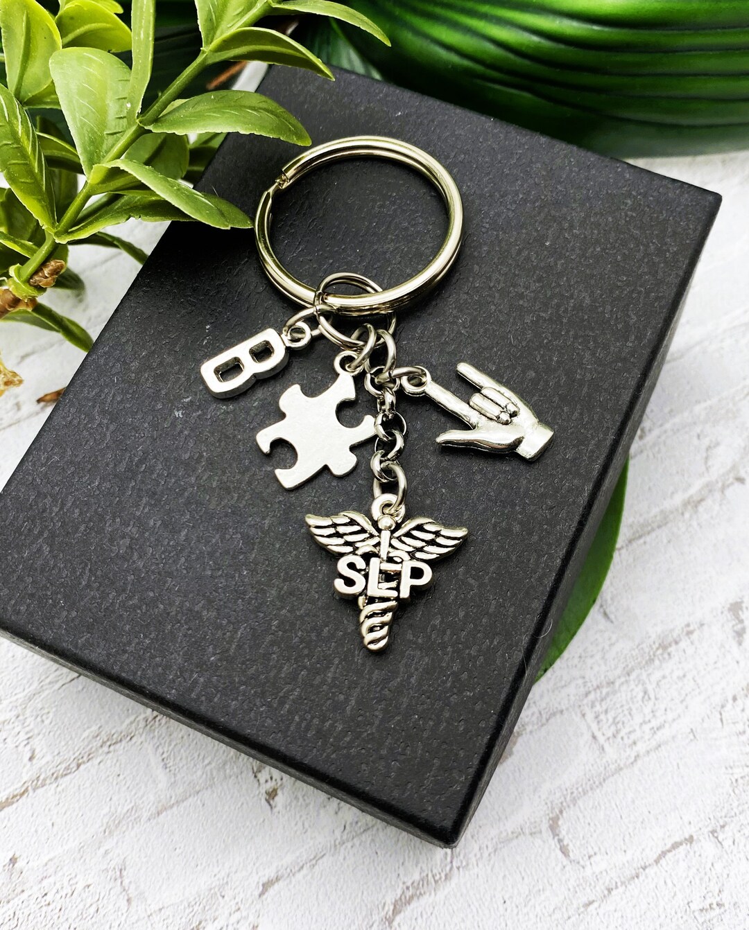 SLP SPEECH THERAPIST Keychain, Speech Language Pathologist Caduceus ...