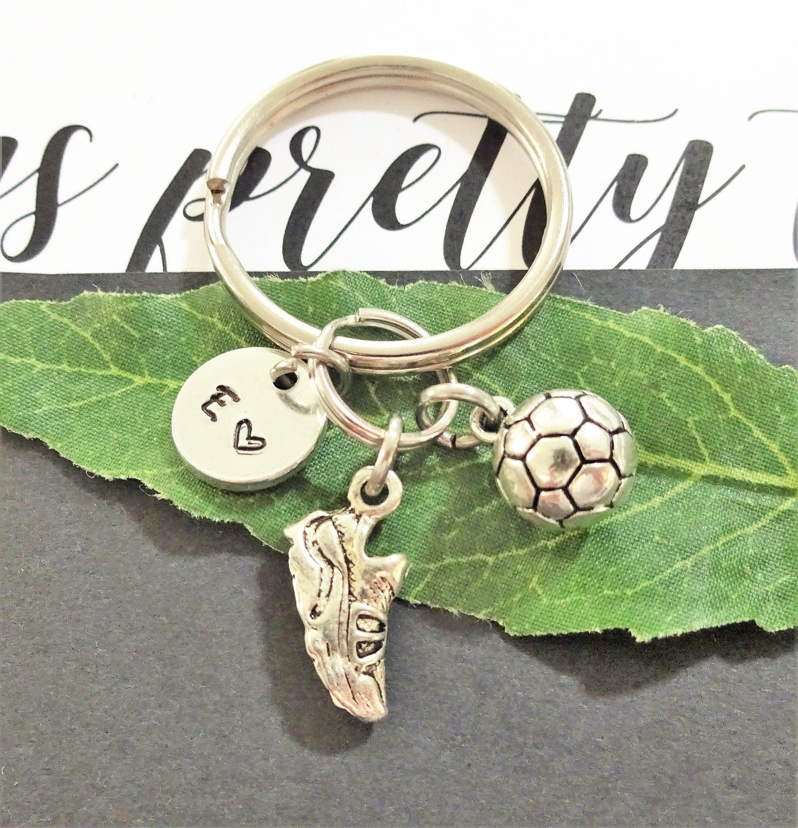 SOCCER BALL & CLEAT Keychain Personalized With Initial or - Etsy