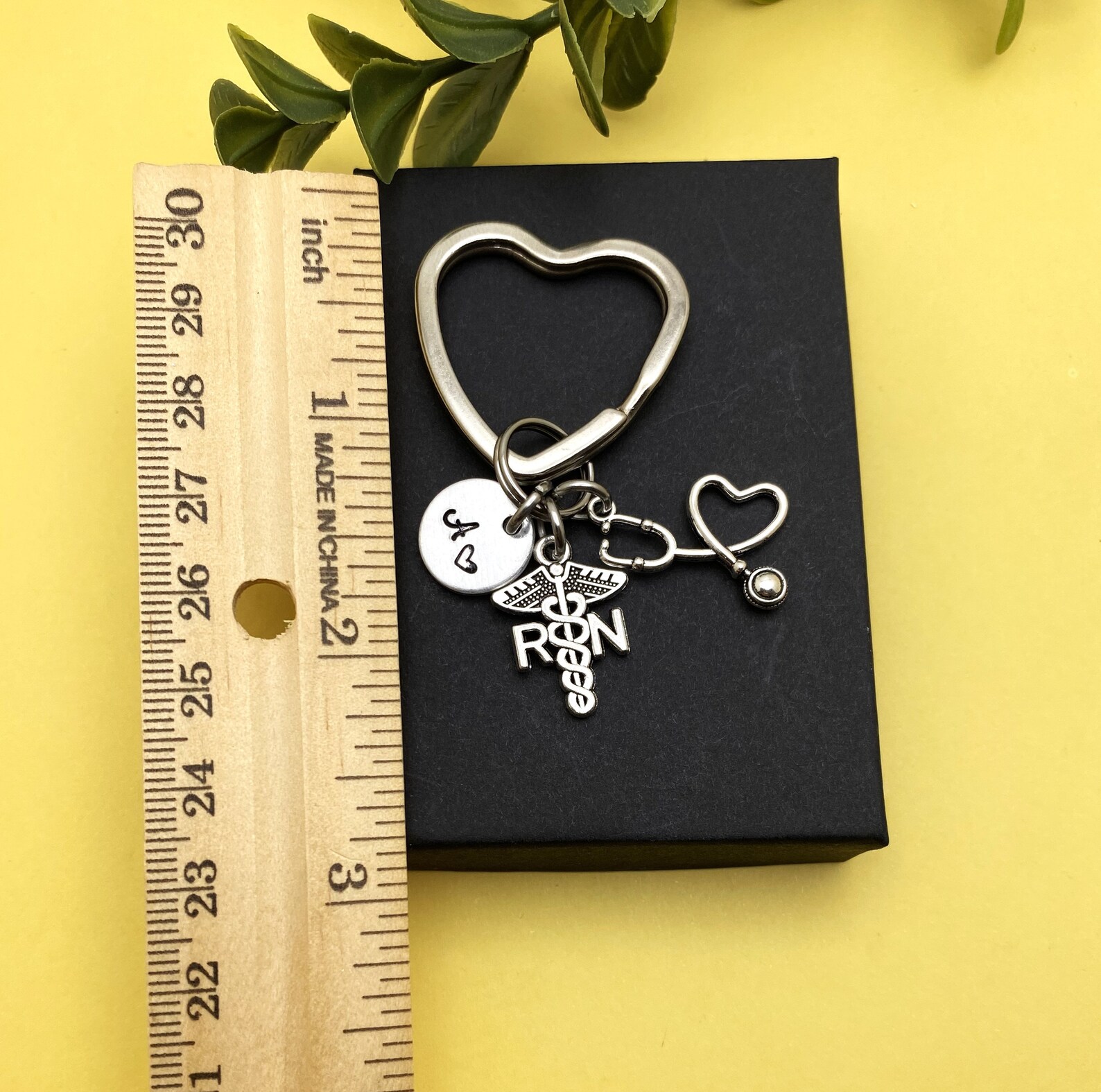 RN & Heart STETHOSCOPE Keychain Personalized W Initial Charm - Etsy