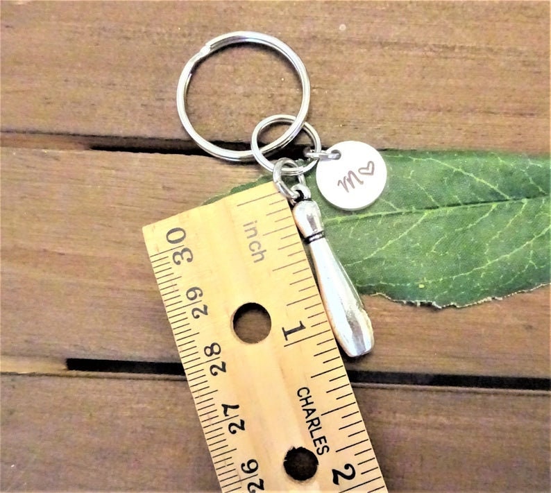 BOWLING PIN keychain personalized with initial charm bowling | Etsy