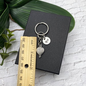 HOT AIR BALLOON Keychain With Initial Charm - Balloon Keychain, Purse ...