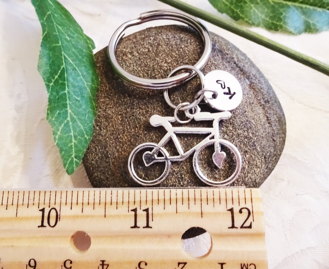 BICYCLE BIKE KEYCHAIN Personalized With Initial Charm Bike - Etsy