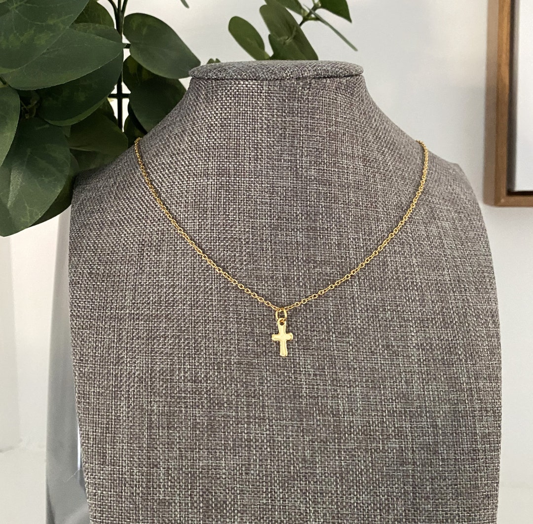 Gold Stainless Steel Small MINIMALIST CROSS NECKLACE - Choose Cross ...