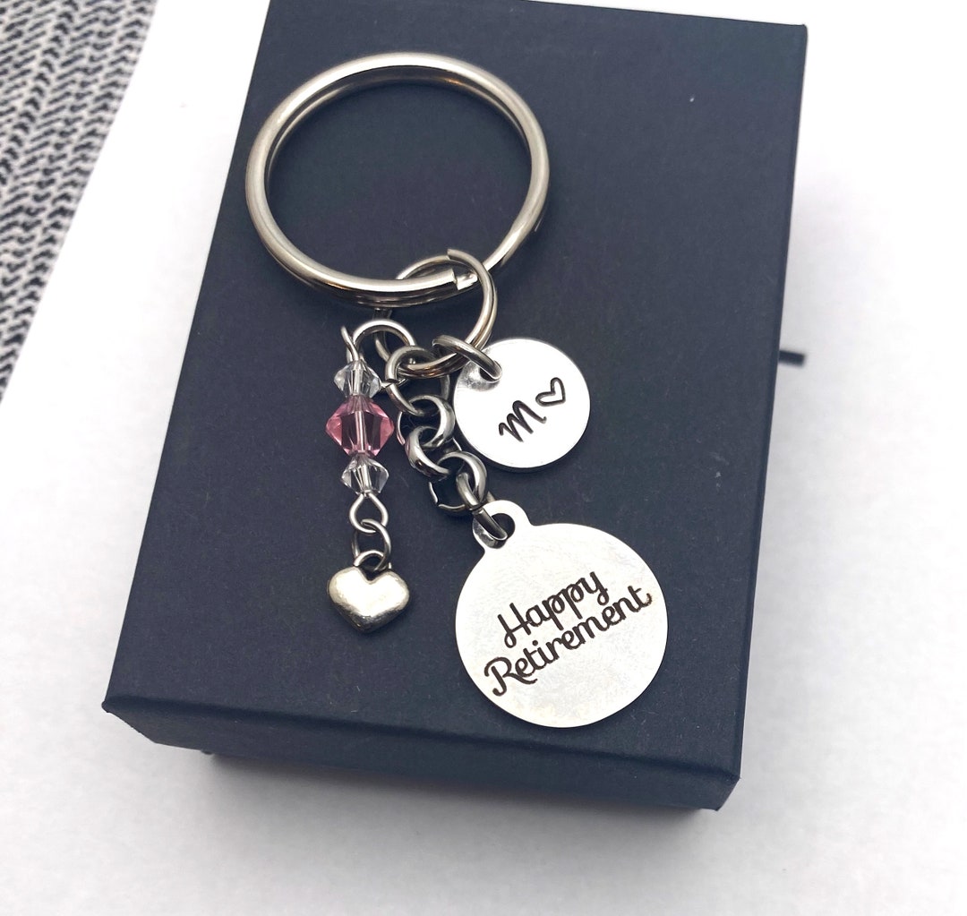 HAPPY RETIREMENT KEYCHAIN Personalized With Initial Charm - Etsy