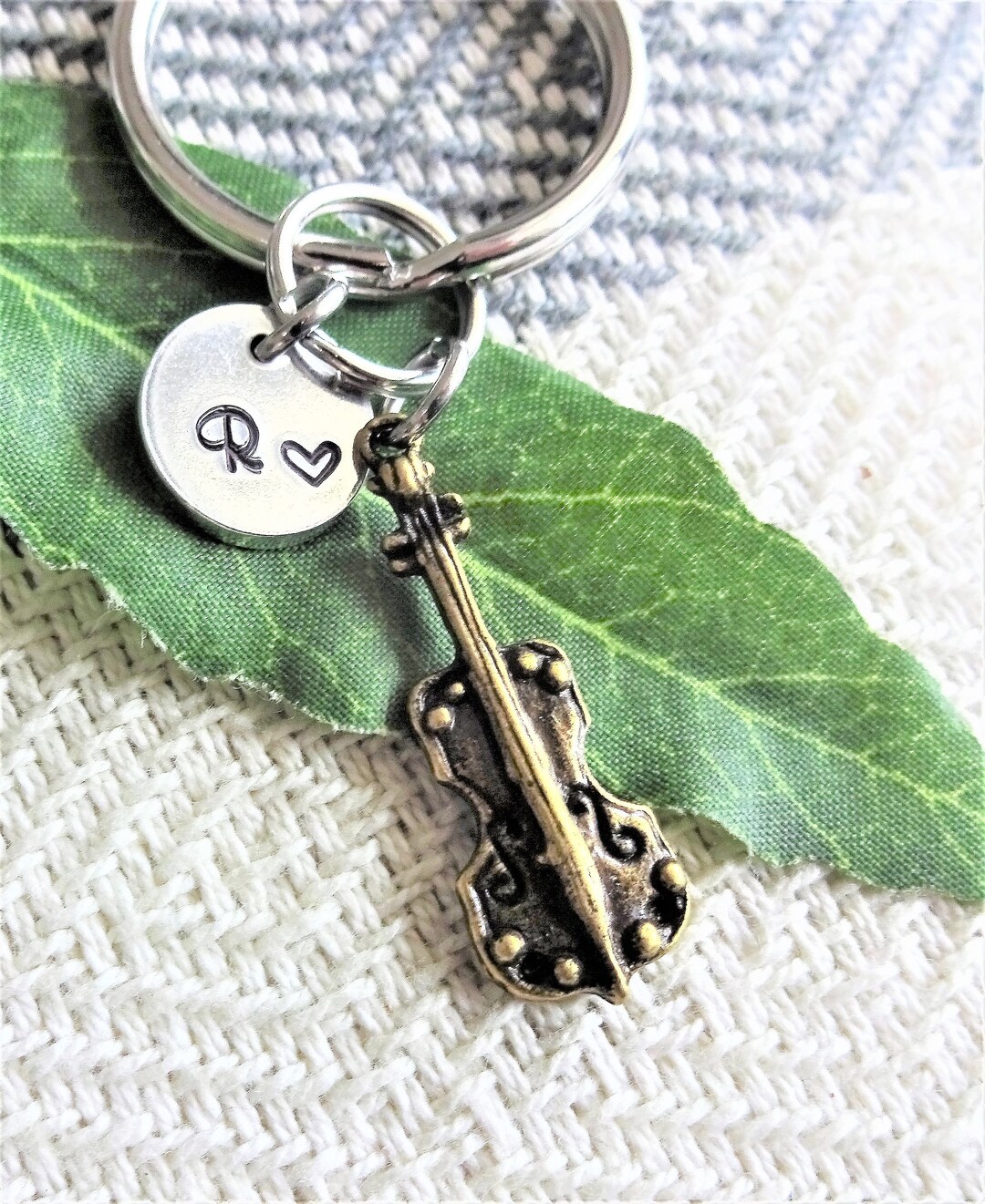 Small BRONZE CELLO KEYCHAIN Personalized With Initial Charm - Cello or ...