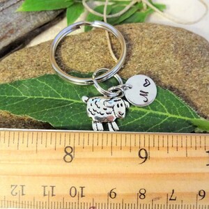LAMB SHEEP KEYCHAIN in Silver Tone Personalized With Initial Charm ...