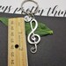 Large TREBLE CLEF KEYCHAIN Personalized With Initial Charm Measures 2-1 ...