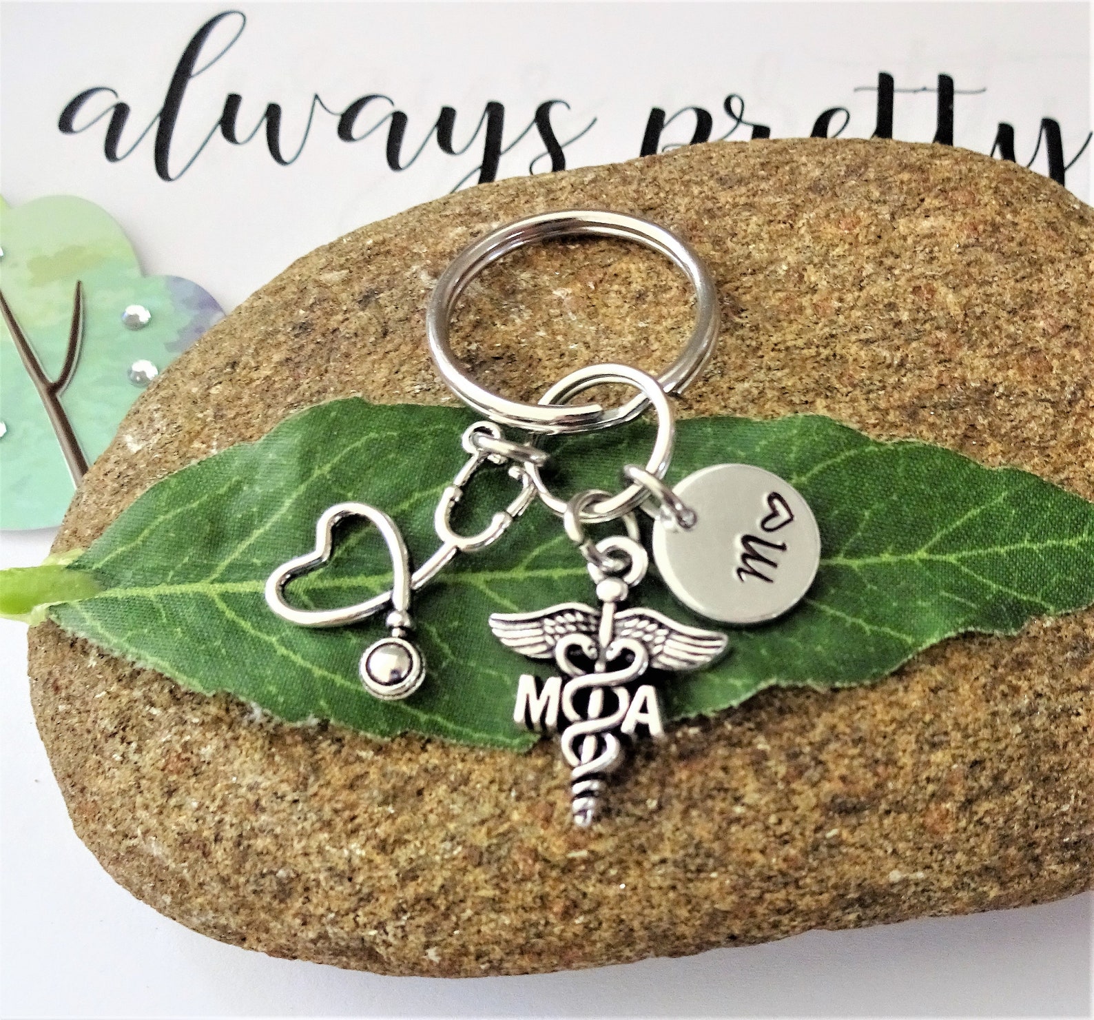 MA & Heart STETHOSCOPE Keychain Personalized With Initial - Etsy