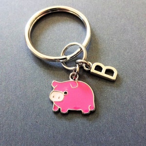 PINK PIG Keychain Personalized With Initial Charm - Pig Keychain, Purse ...