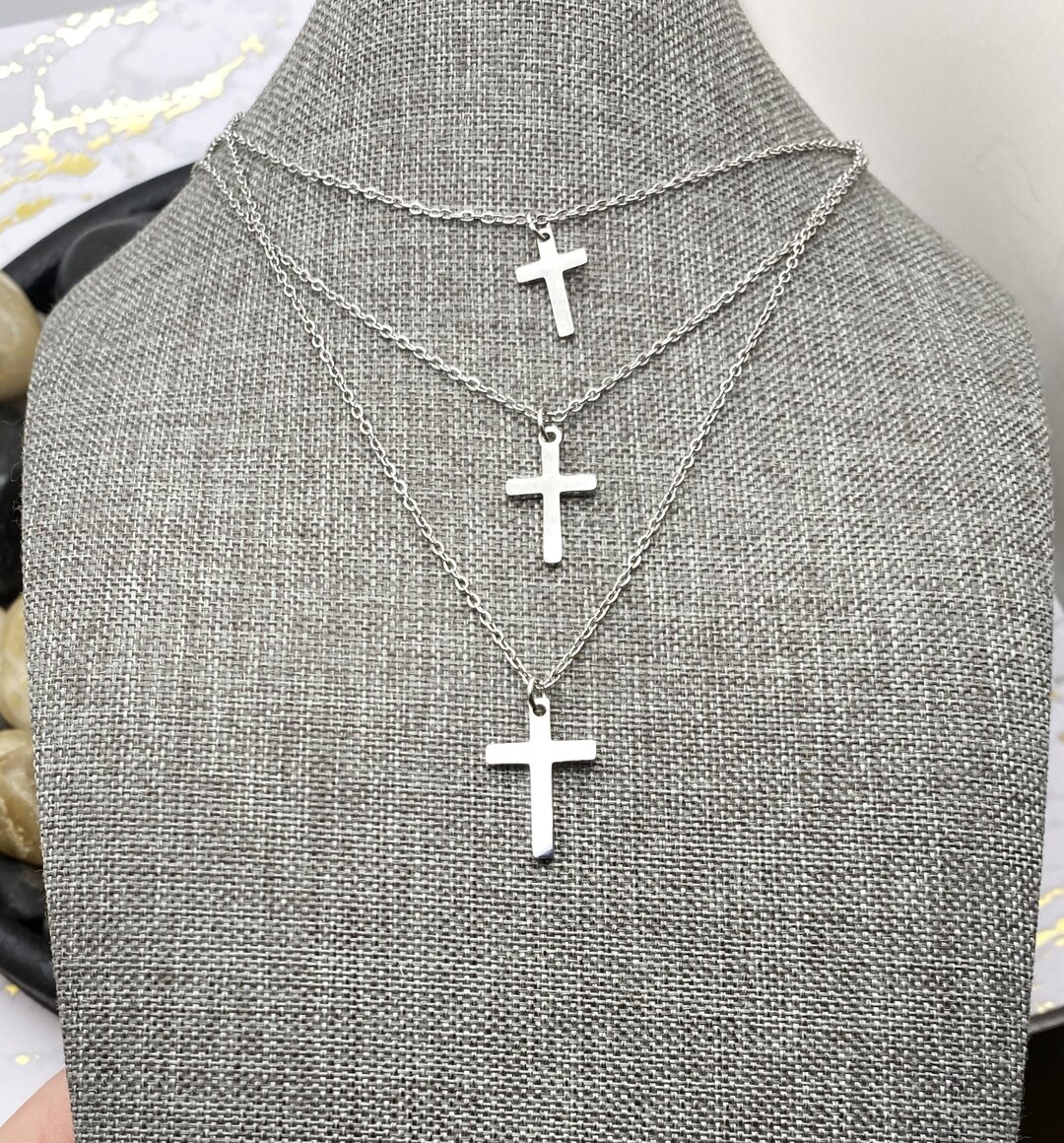 All Stainless-steel Shiny MINIMALIST CROSS Necklace-choose 17mm (5/8 ...