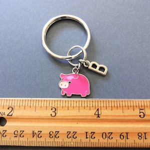 PINK PIG Keychain Personalized With Initial Charm - Pig Keychain, Purse ...