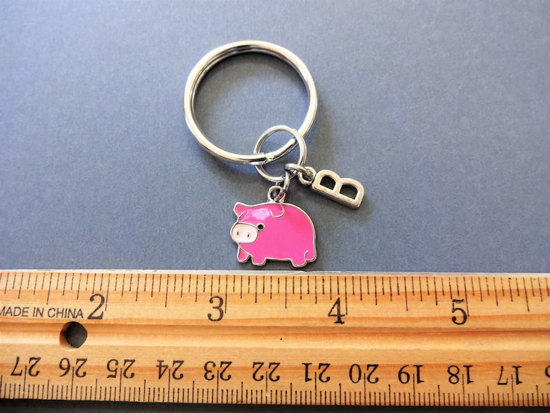 PINK PIG Keychain Personalized With Initial Charm Pig - Etsy