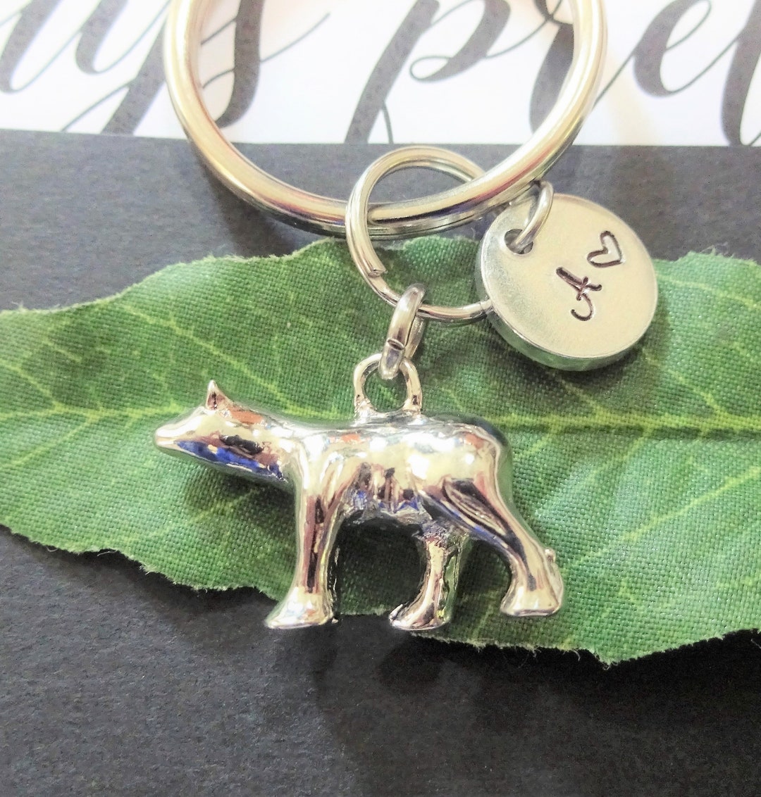 3D POLAR BEAR KEYCHAIN Personalized With Initial Charm -solid Bear ...