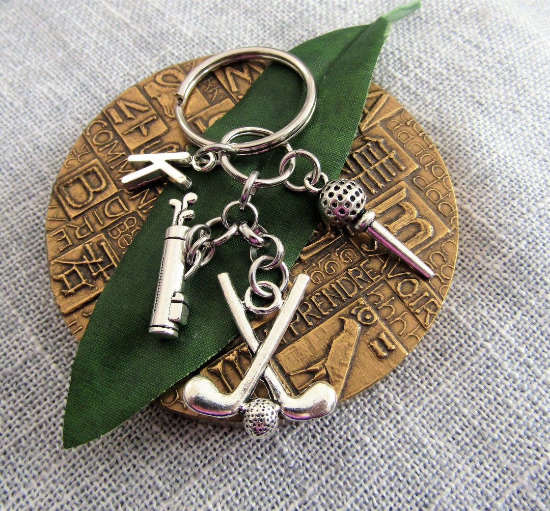 GOLF KEYCHAIN Personalized With Initial Charm - Golf Clubs, Golf Bag ...