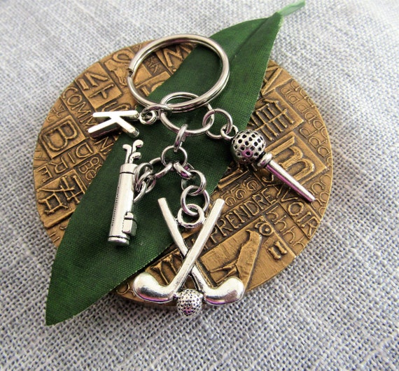 GOLF KEYCHAIN Personalized With Initial Charm Golf Clubs | Etsy