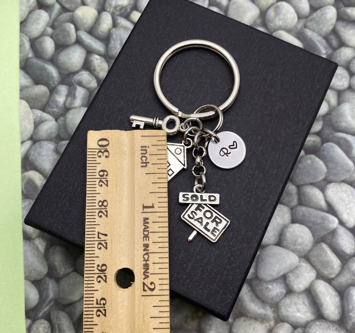 REALTOR KEYCHAIN Personalized With Initial Charm - Sold Sign, Key ...
