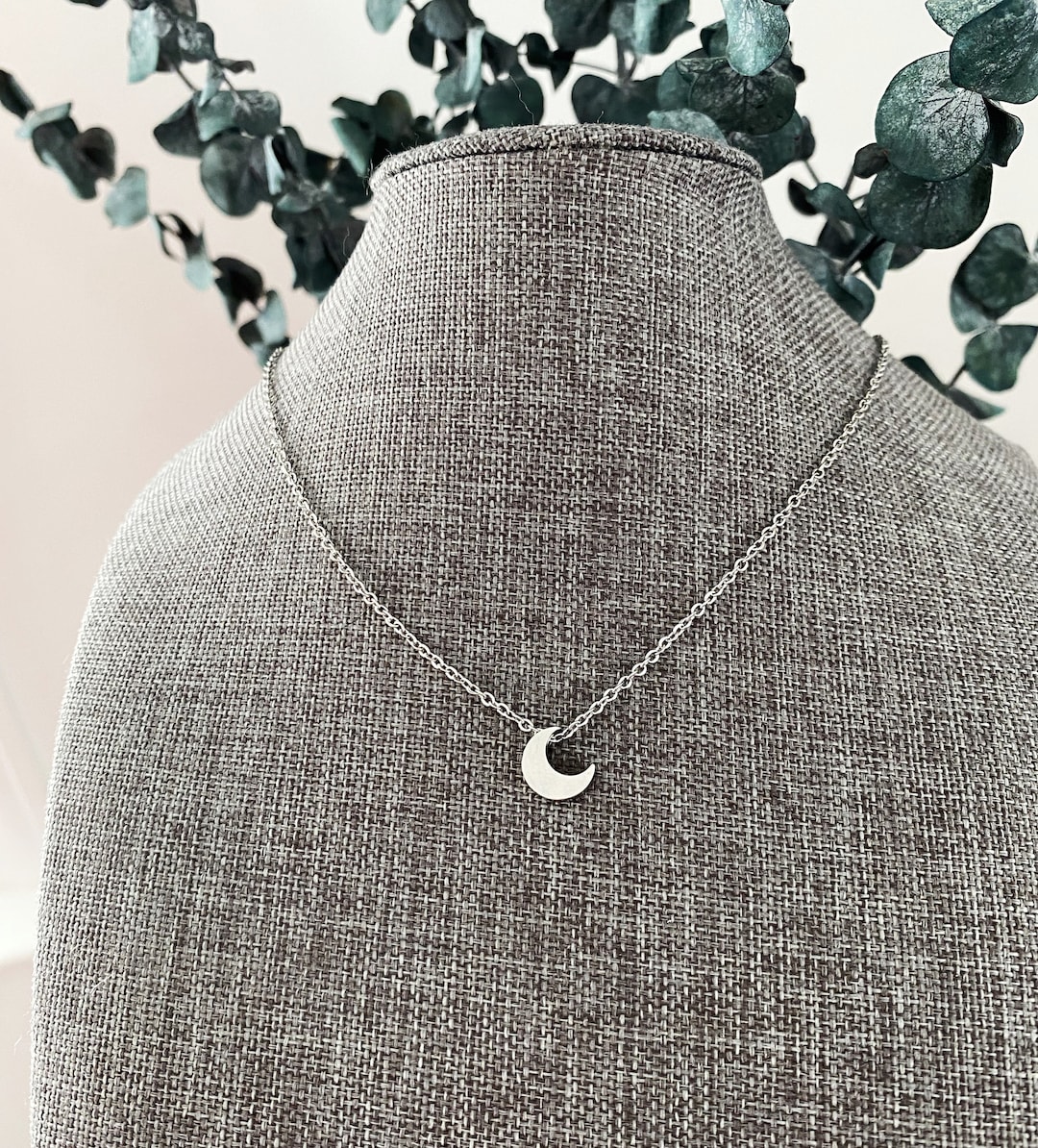 Stainless Steel MOON NECKLACE on a Stainless Steel Chain -chain Goes ...