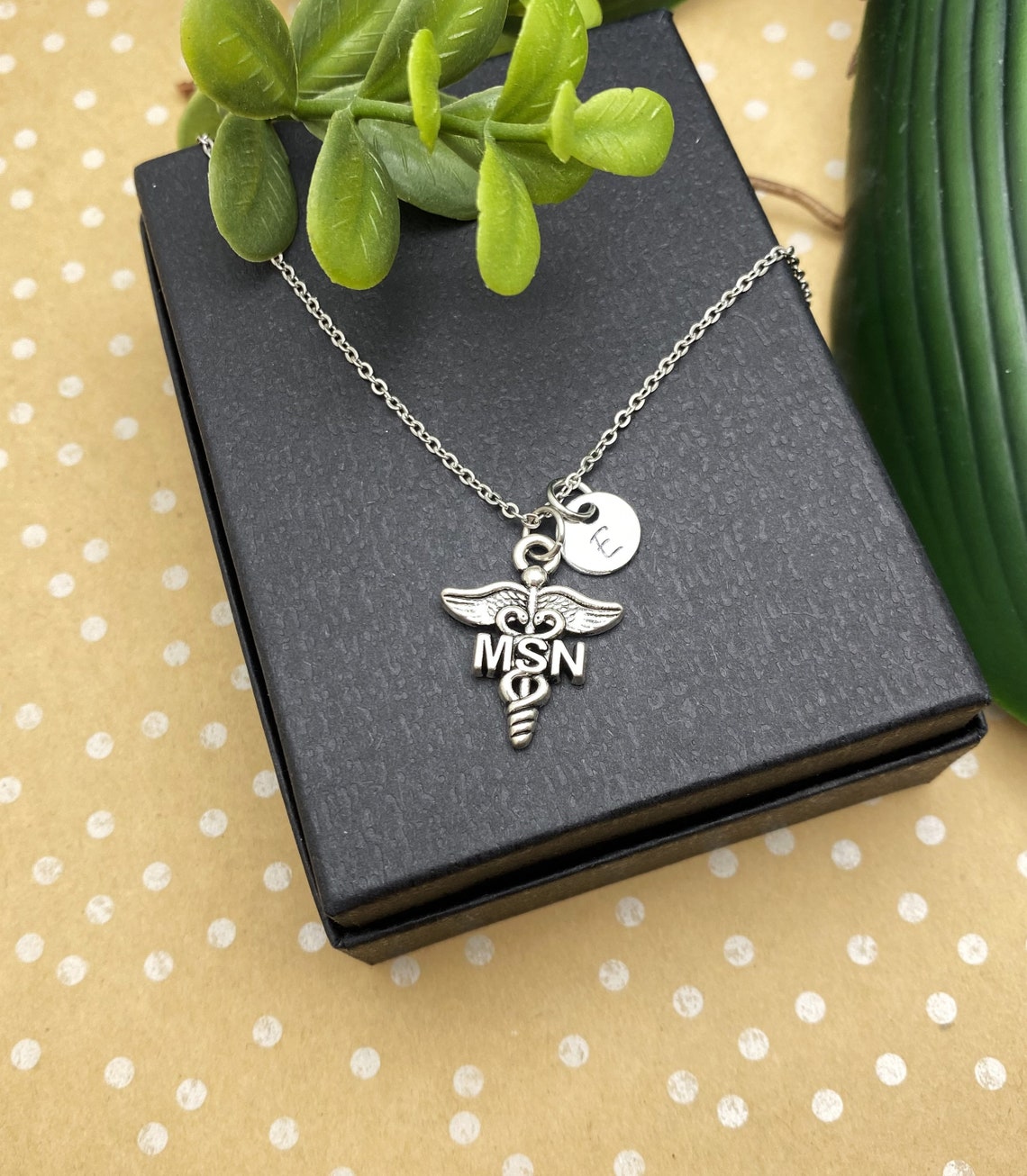 MSN Caduceus Necklace - MSN Masters of Science in Nursing Necklace on a ...