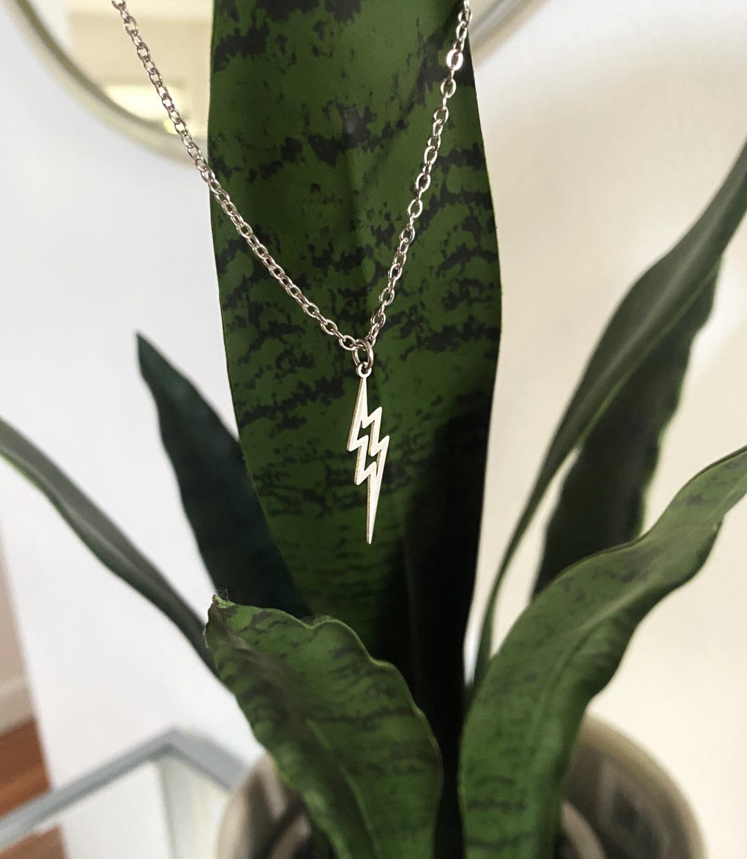 Stainless Steel Double LIGHTNING BOLT NECKLACE - Unisex Shiny Double ...