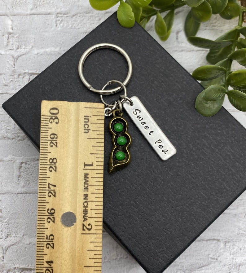 SWEET PEA KEYCHAIN Personalized With Initial Charm - Etsy