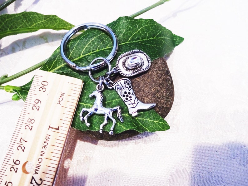 HORSE BOOT HAT keychain silver boot country western cowboy | Etsy
