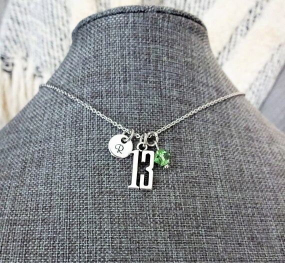 13 BIRTHDAY NECKLACE personalized with initial charm & | Etsy