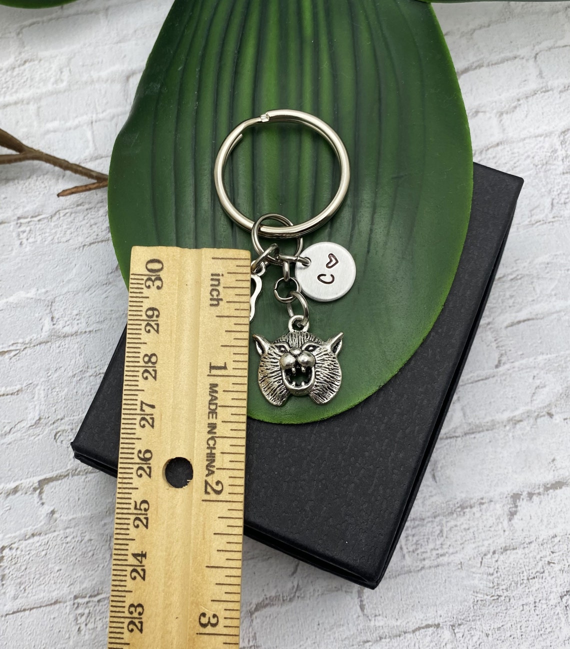 BOBCAT & PAW Keychain Personalized With Initial Charm - WILDCAT ...