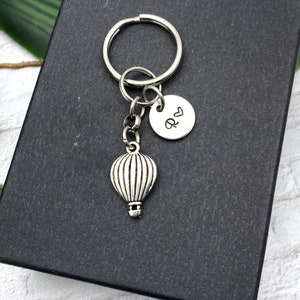 HOT AIR BALLOON Keychain With Initial Charm - Balloon Keychain, Purse ...