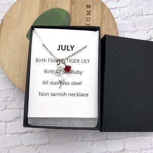 Stainless Steel JULY BIRTH MONTH Flower Necklace Water Lily, July ...