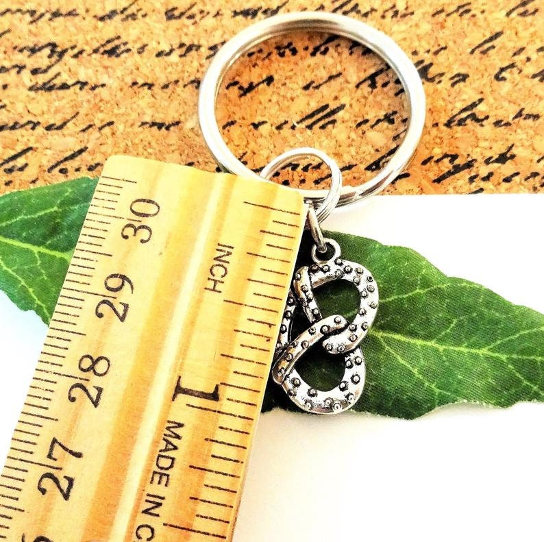 PRETZEL KEYCHAIN Personalized With Initial Charm Pretzel is - Etsy