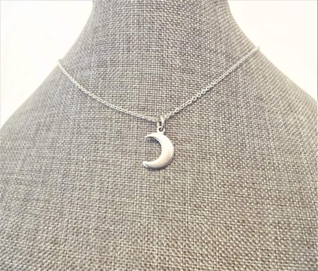 Stainless Steel MOON NECKLACE in Silver Tone or With Gold - Etsy