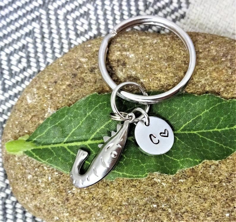 SHRIMP KEYCHAIN Personalized With Initial Charm Shrimp Charm - Etsy