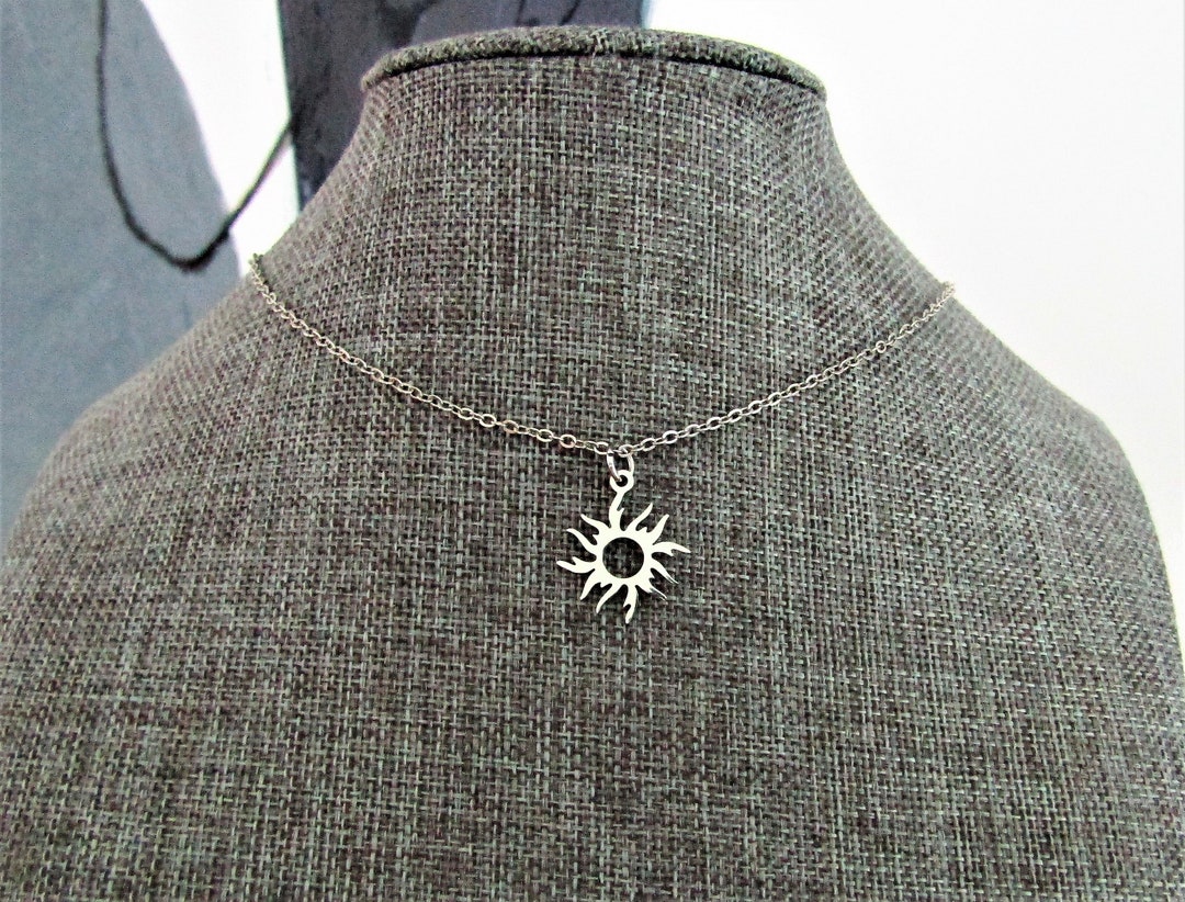 Stainless Steel Small SUN NECKLACE on a Stainless Steel Chain - 5/8 ...