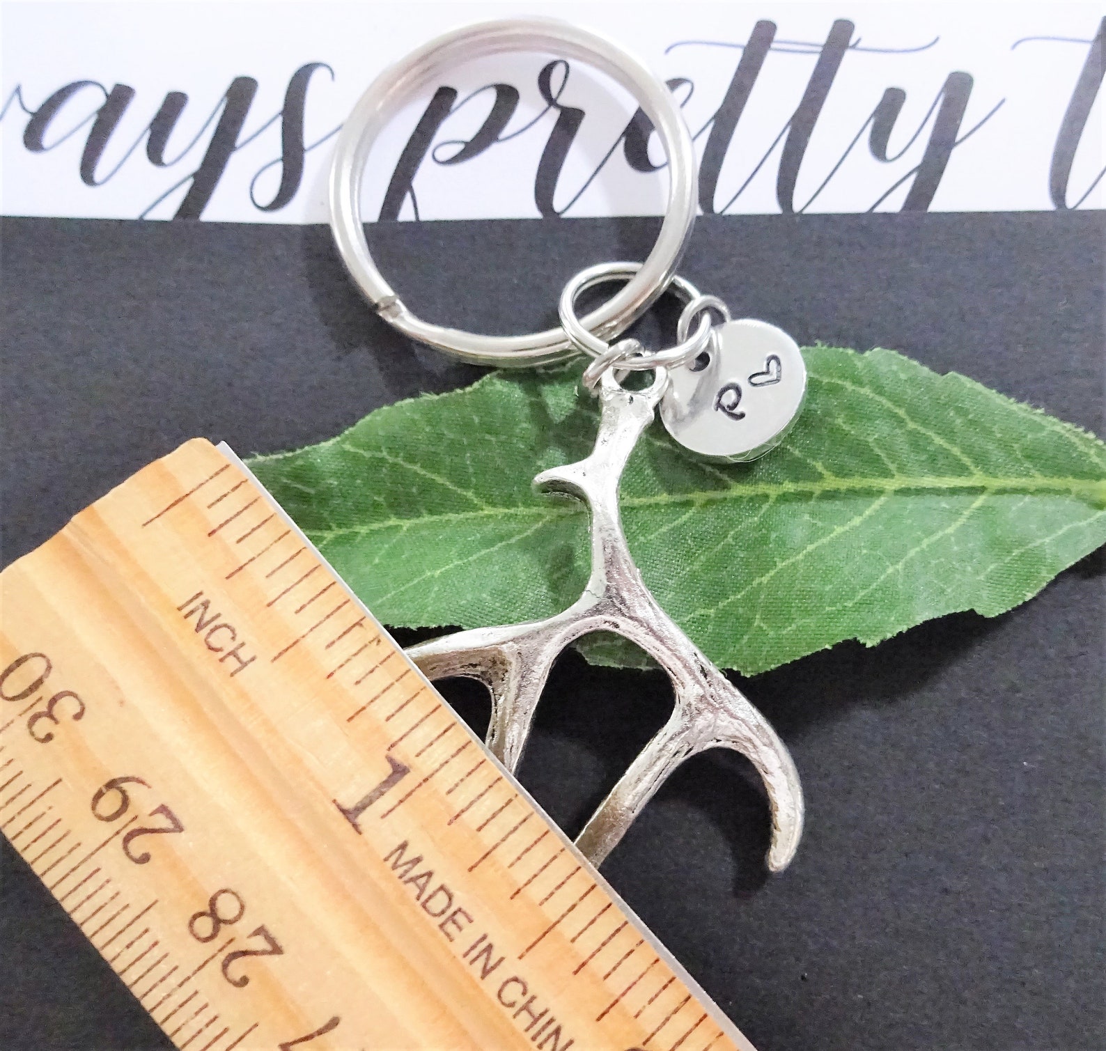 ANTLER KEYCHAIN personalized with initial charm deer elk | Etsy
