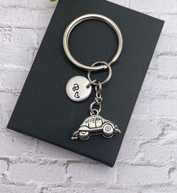 3D SMALL CAR KEYCHAIN Personalized With Initial Charm Silver - Etsy