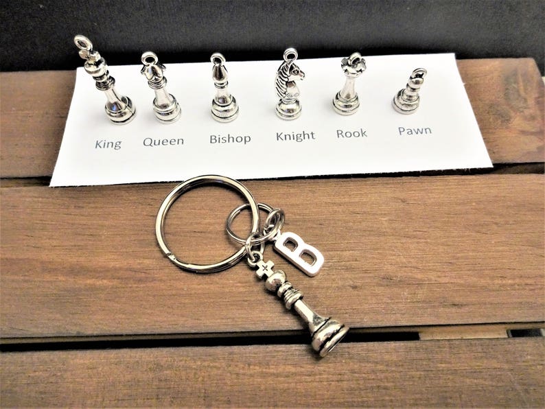 3D CHESS KEYCHAIN Personalized With Initial Charm Choose the - Etsy