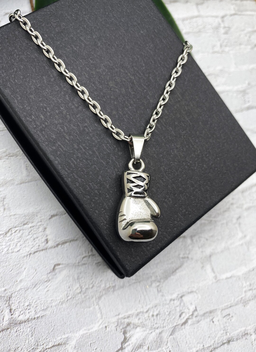 UNISEX BOXING GLOVE All Stainless Steel Necklace - Heavy and Solid ...
